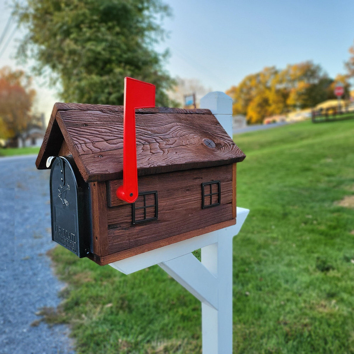 Rustic Mailbox Amish Handmade Wooden With Metal Box Insert USPS Approv ...