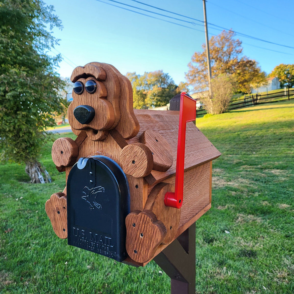 Dog Mailbox Amish Handmade Wooden Metal insert USPS Approved – Amish Art