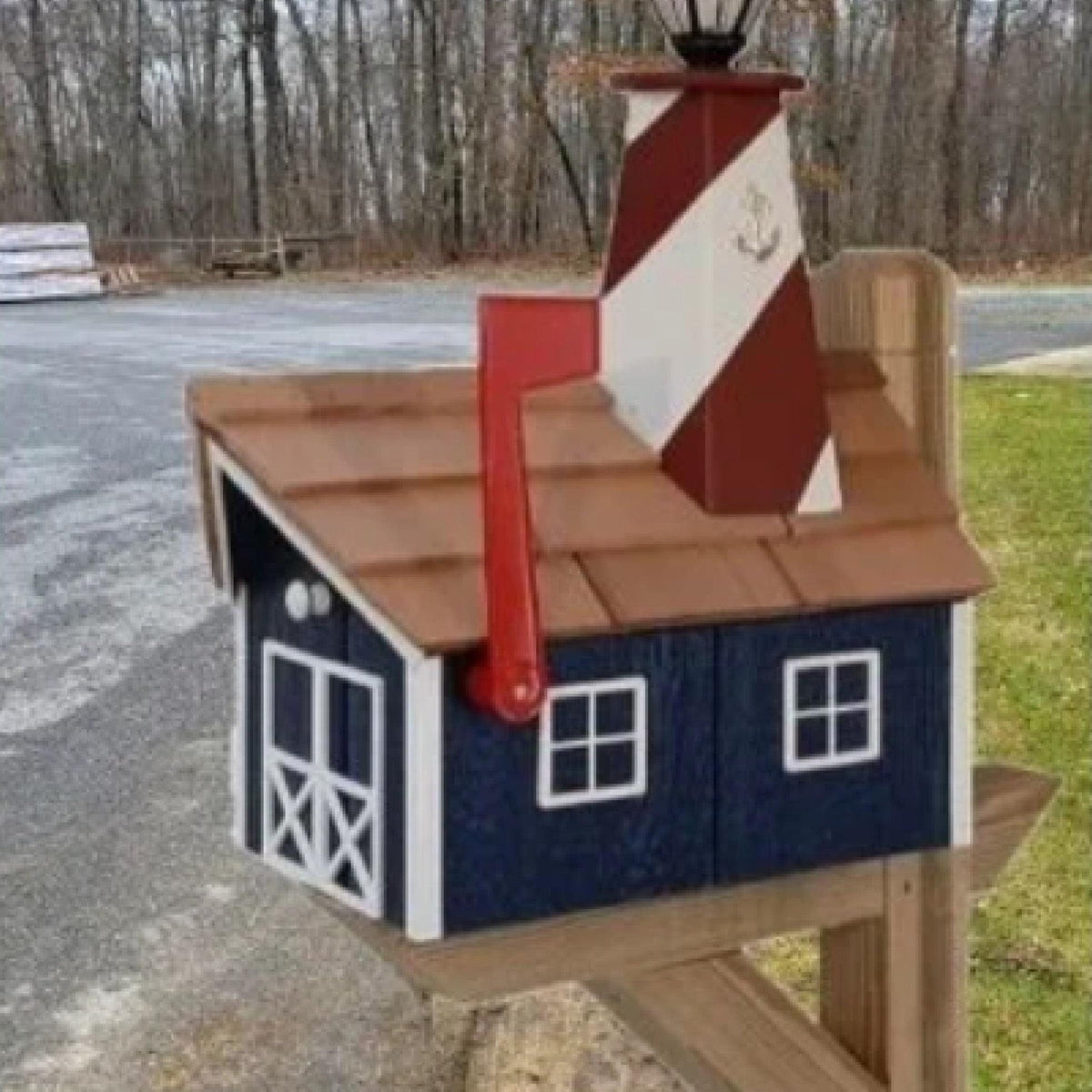 Amish Mailbox - Handmade - With Solar Lighthouse - Wooden - With Cedar ...