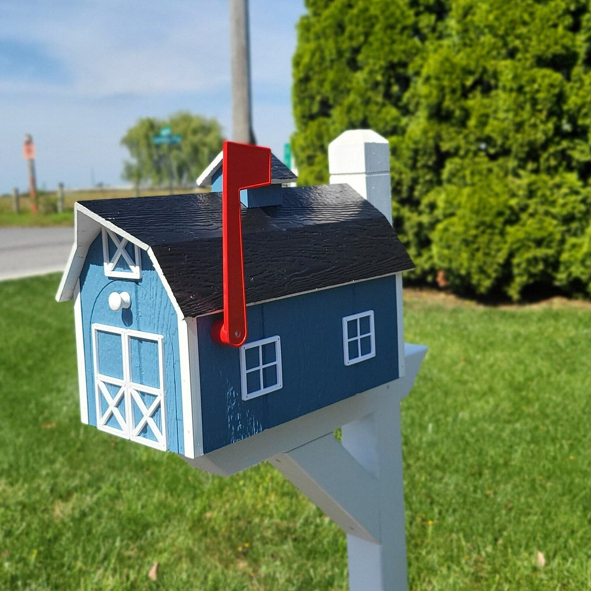 Dutch Barn Wood Mailbox Amish Made, Choose Your Color, Amish Mailbox W ...